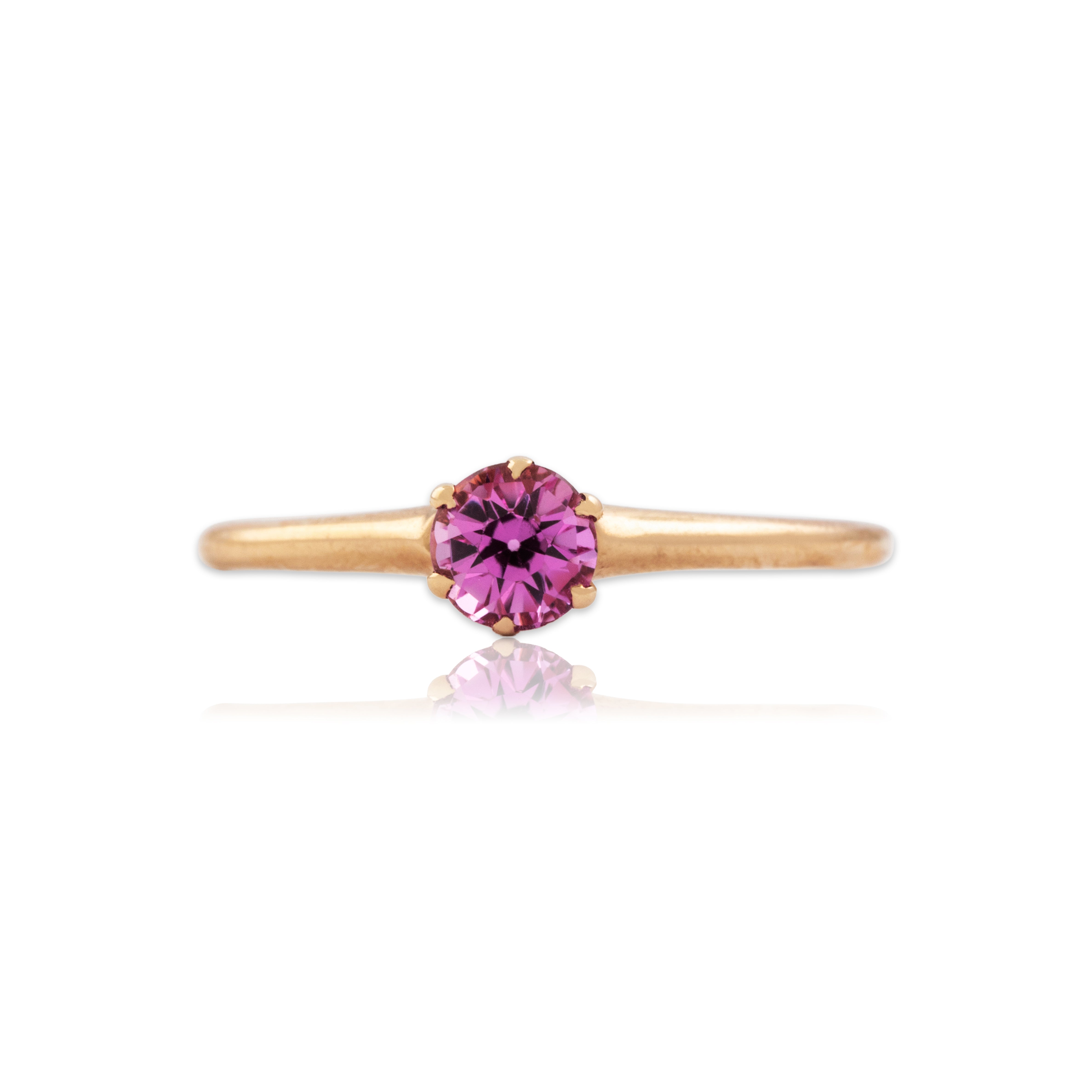 Antique 14k Rosy Yellow Gold Pink Synthetic Sapphire Delightful Solitaire Ring 6.50 – Abbott & Oaks