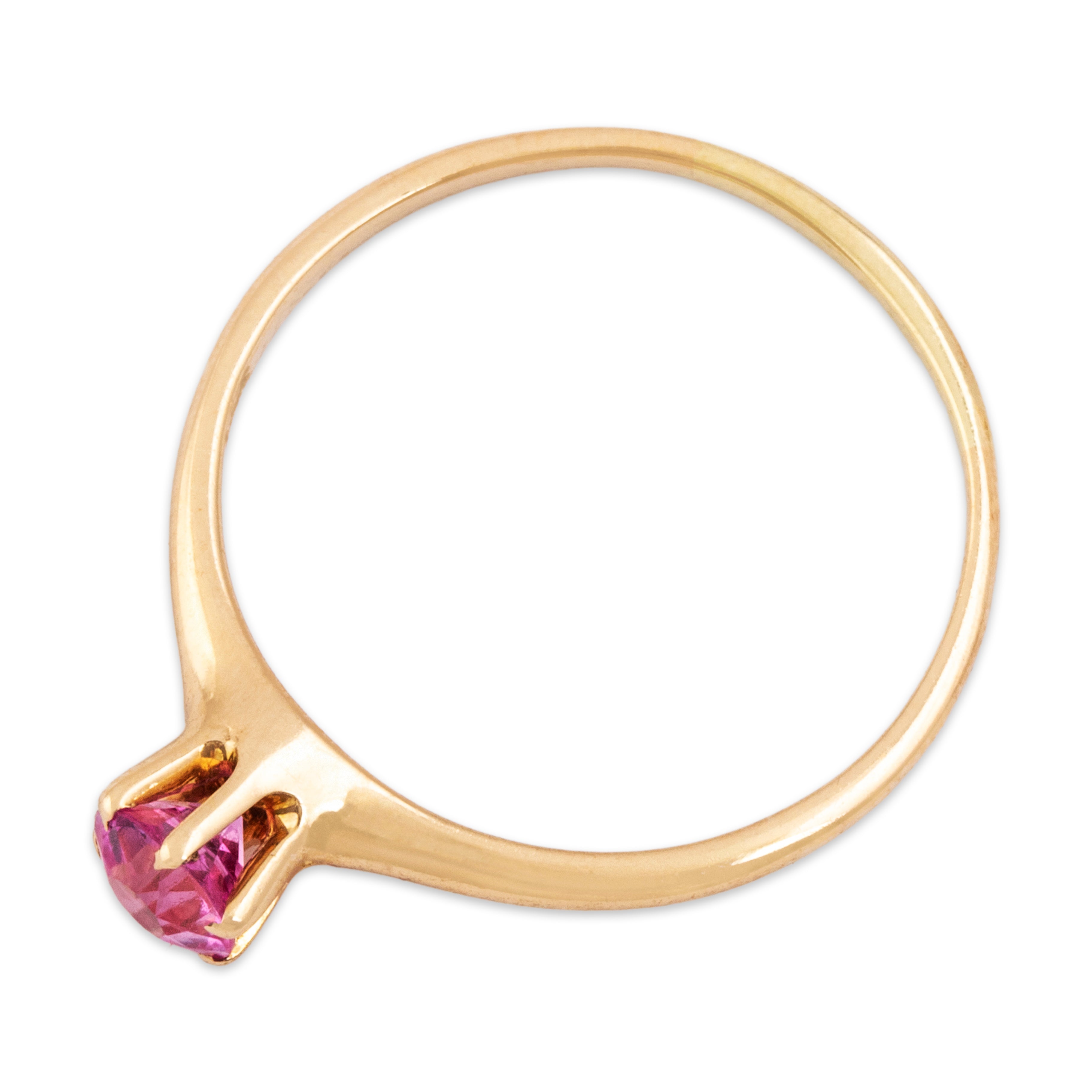 Antique 14k Rosy Yellow Gold Pink Synthetic Sapphire Delightful Solitaire Ring 6.50 – Abbott & Oaks